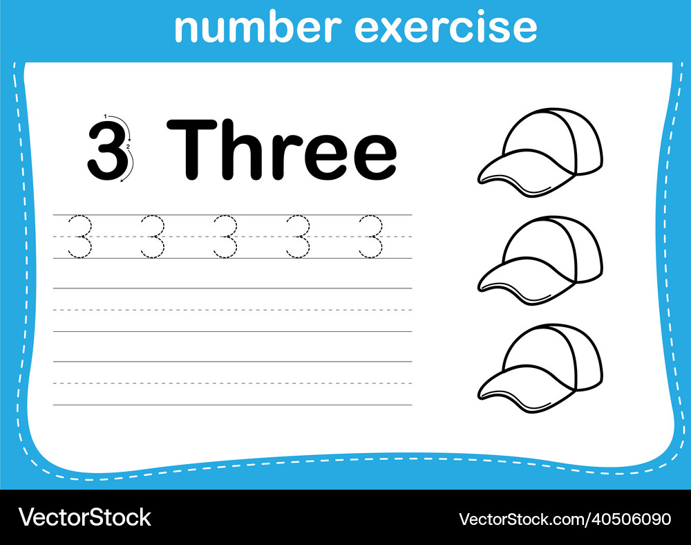Number exercise with cartoon coloring book Vector Image