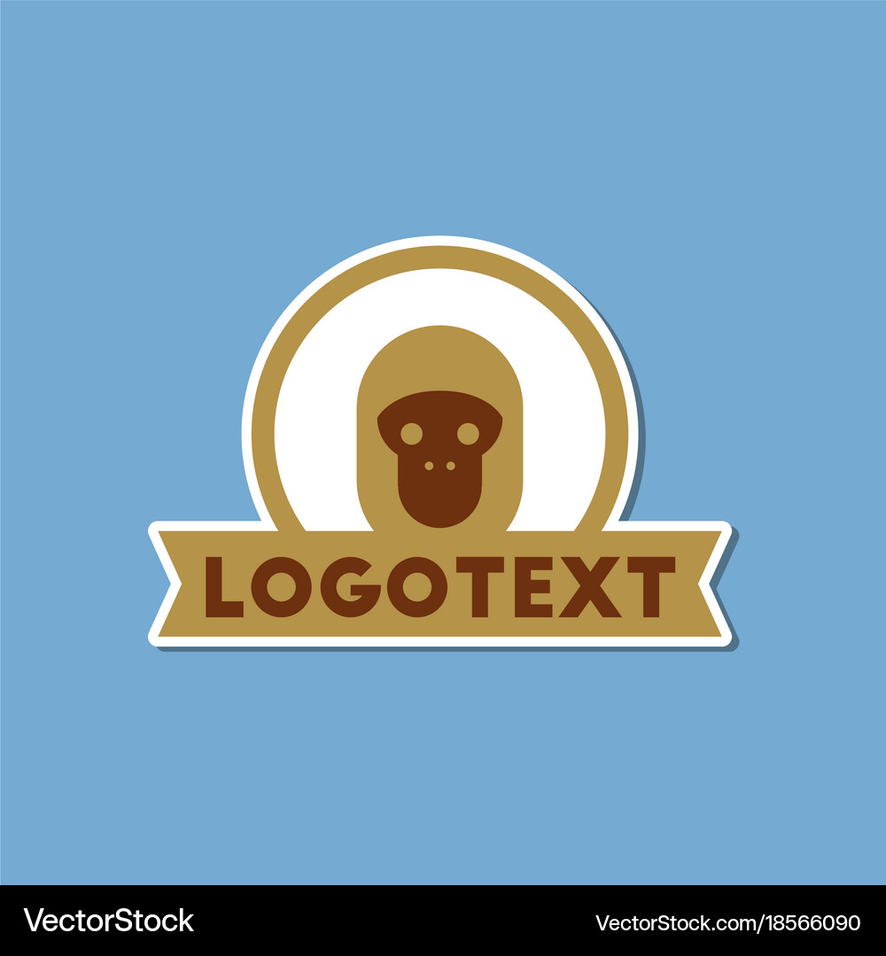 Paper sticker on stylish background monkey logo Vector Image