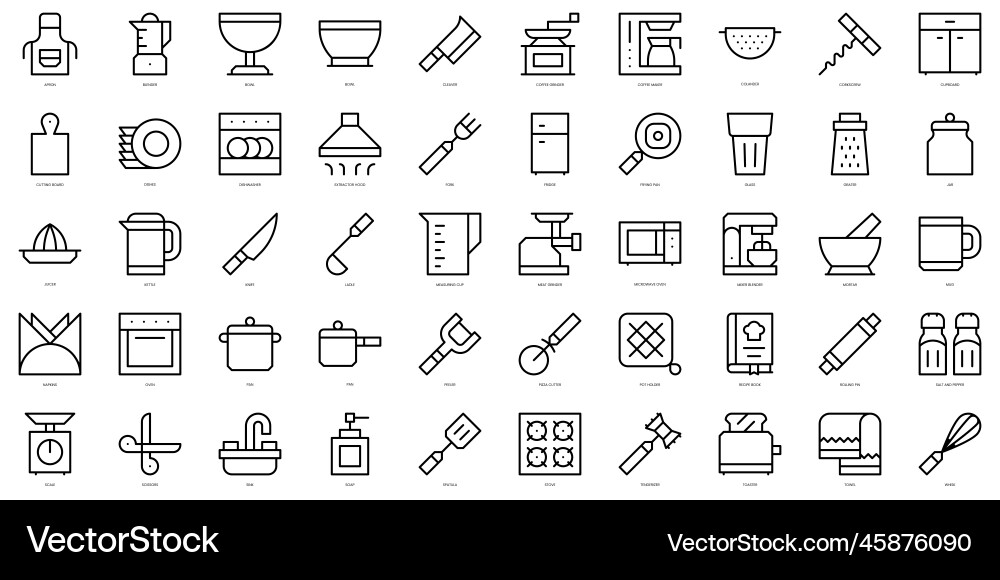Set of thin line kitchen icons Royalty Free Vector Image