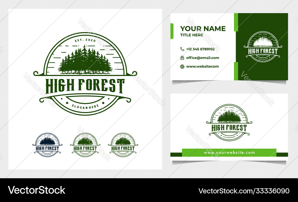Vintage pine hand drawn forest logo design Vector Image