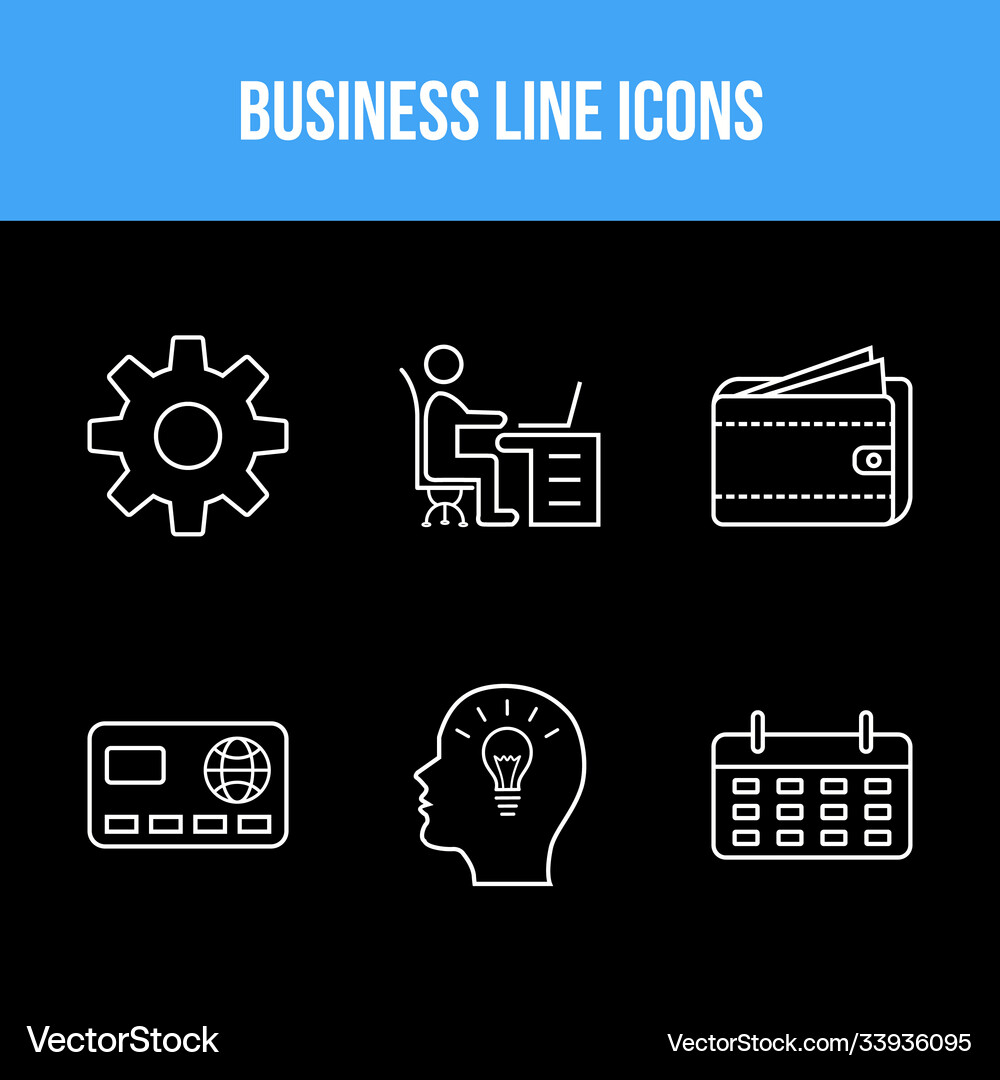 6 unique business line icon set Royalty Free Vector Image