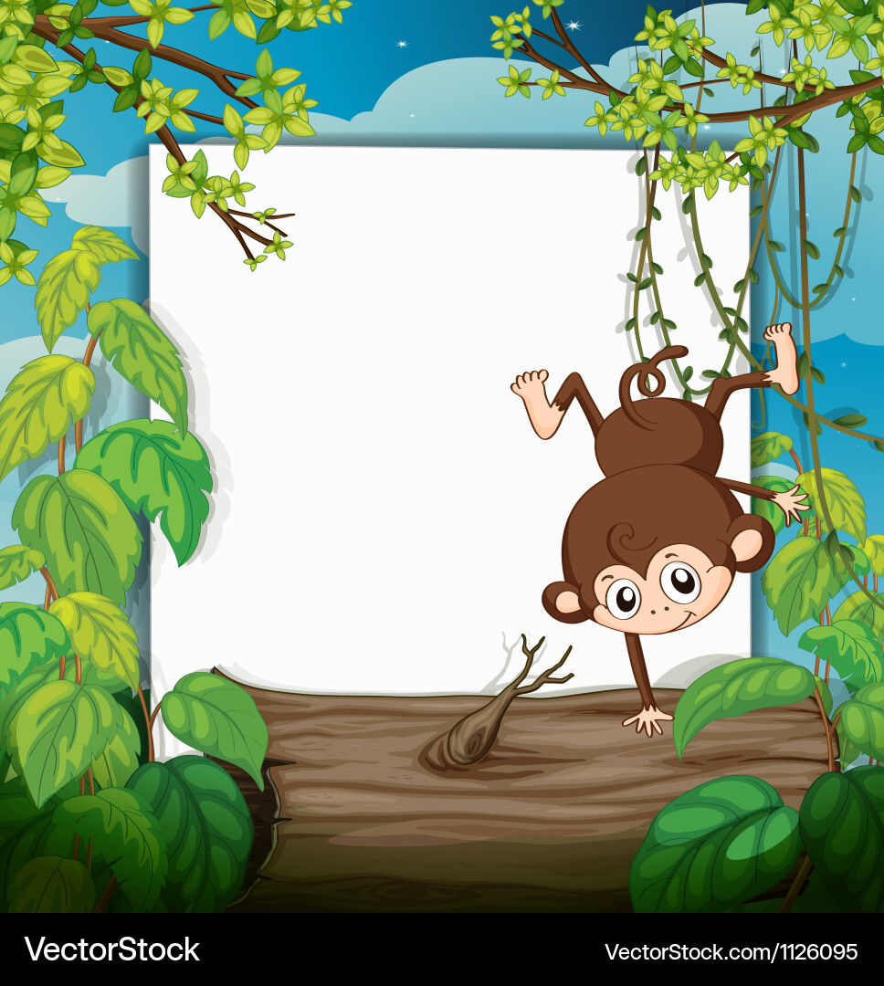 A smiling monkey and white board Royalty Free Vector Image