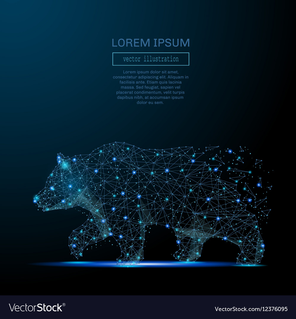 Bear low poly wireframe blue Royalty Free Vector Image