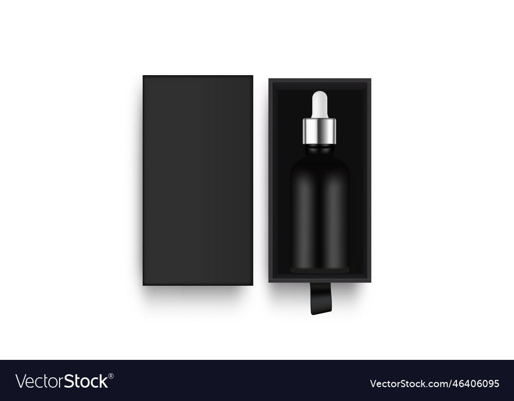 Black dropper bottle inside rectangular box Vector Image