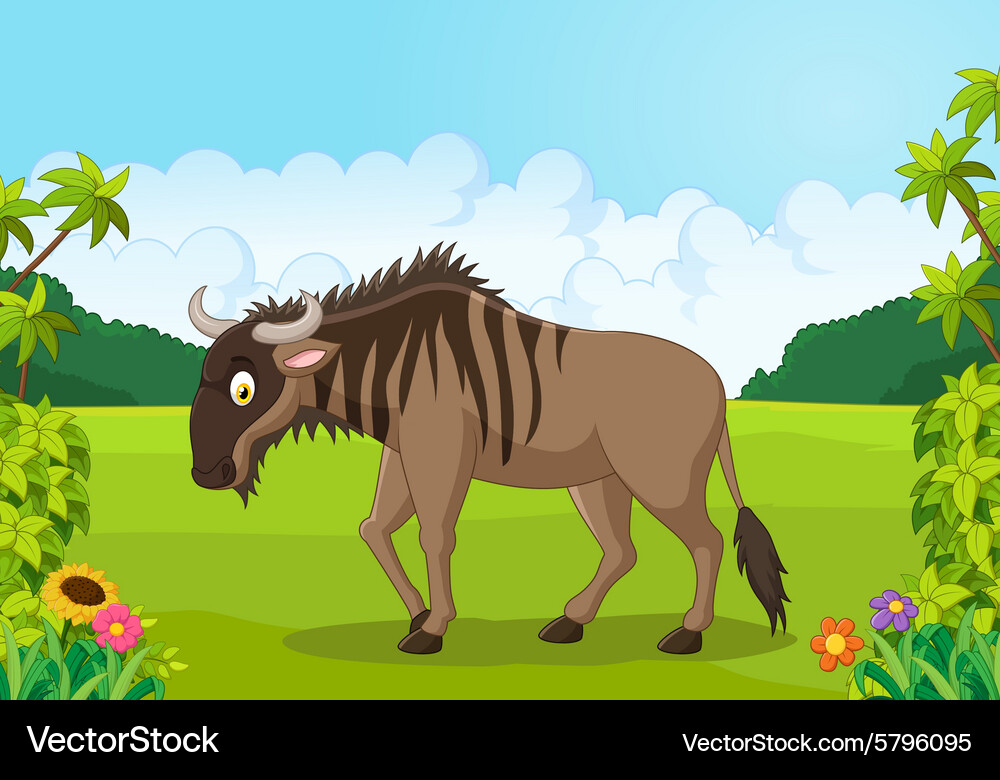 Cartoon animal wildebeest Royalty Free Vector Image
