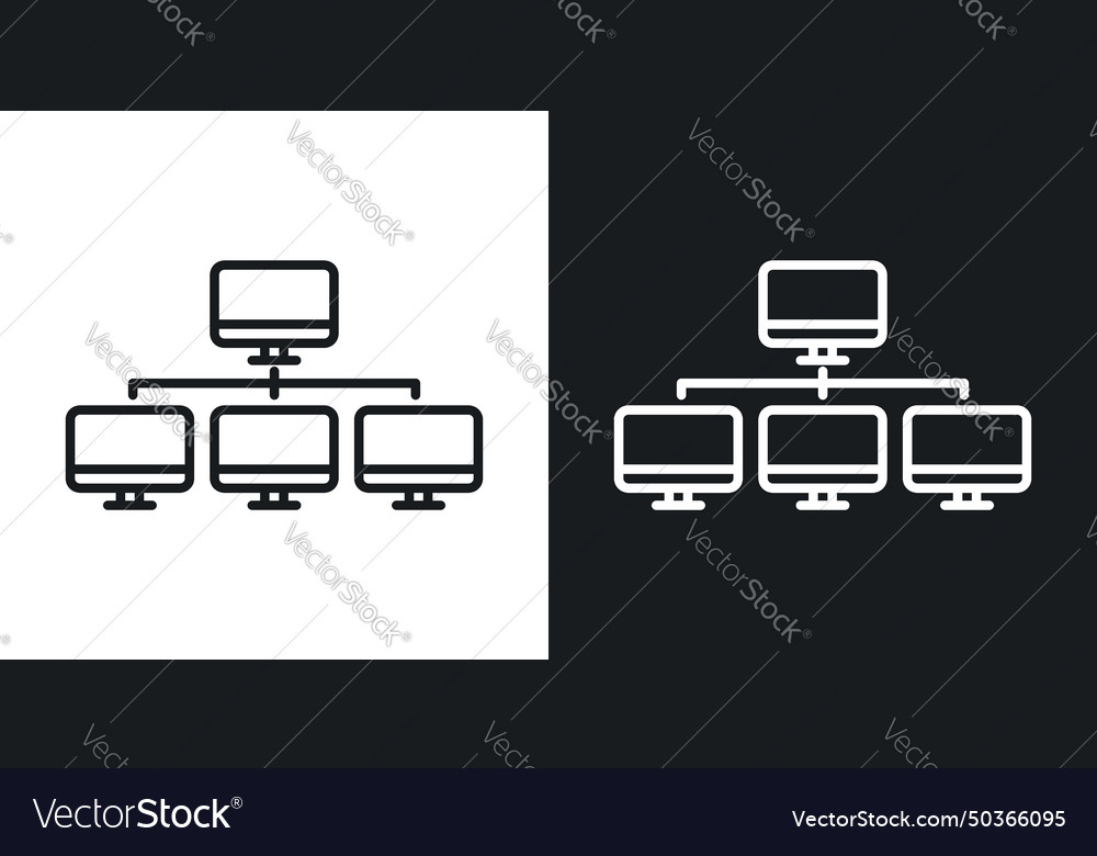 Computer network icon set laptop lan sharing Vector Image