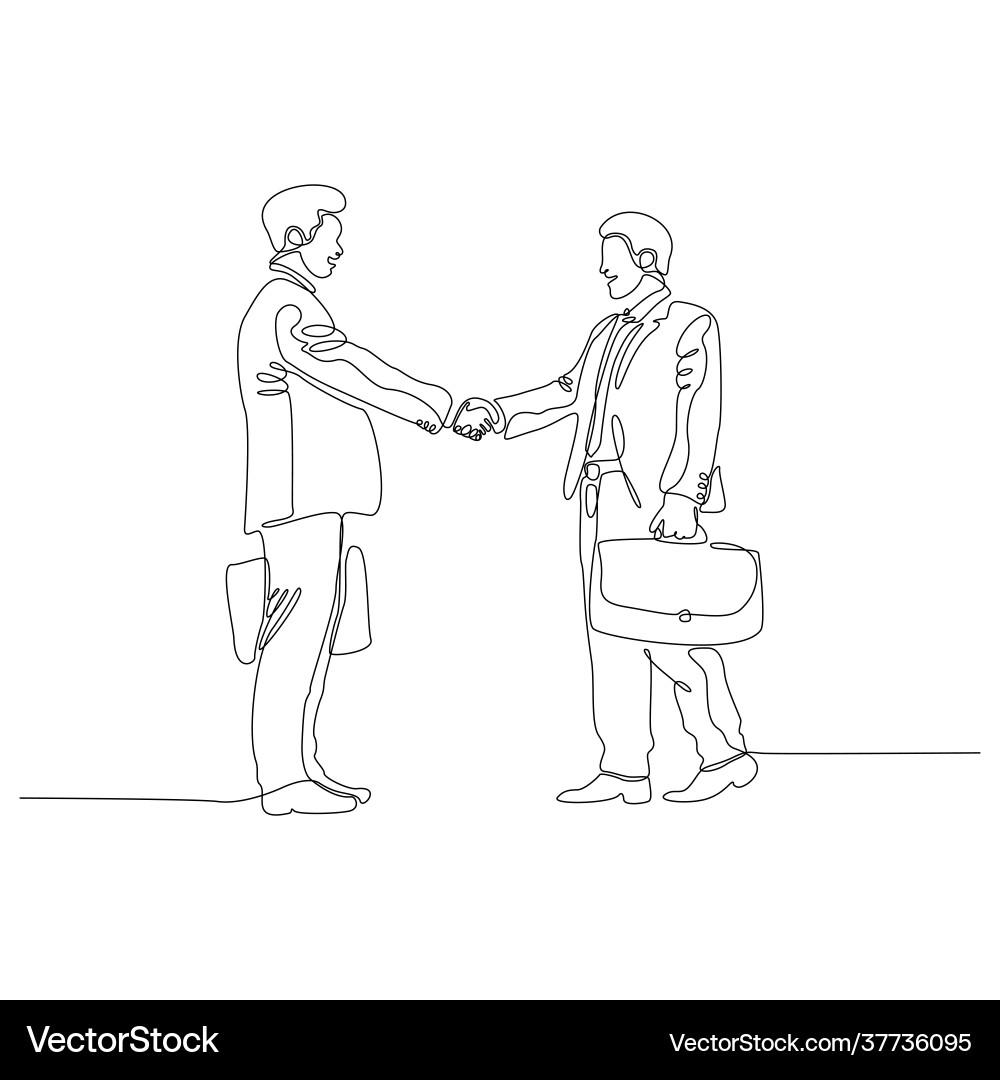Continuous line meeting two business people Vector Image