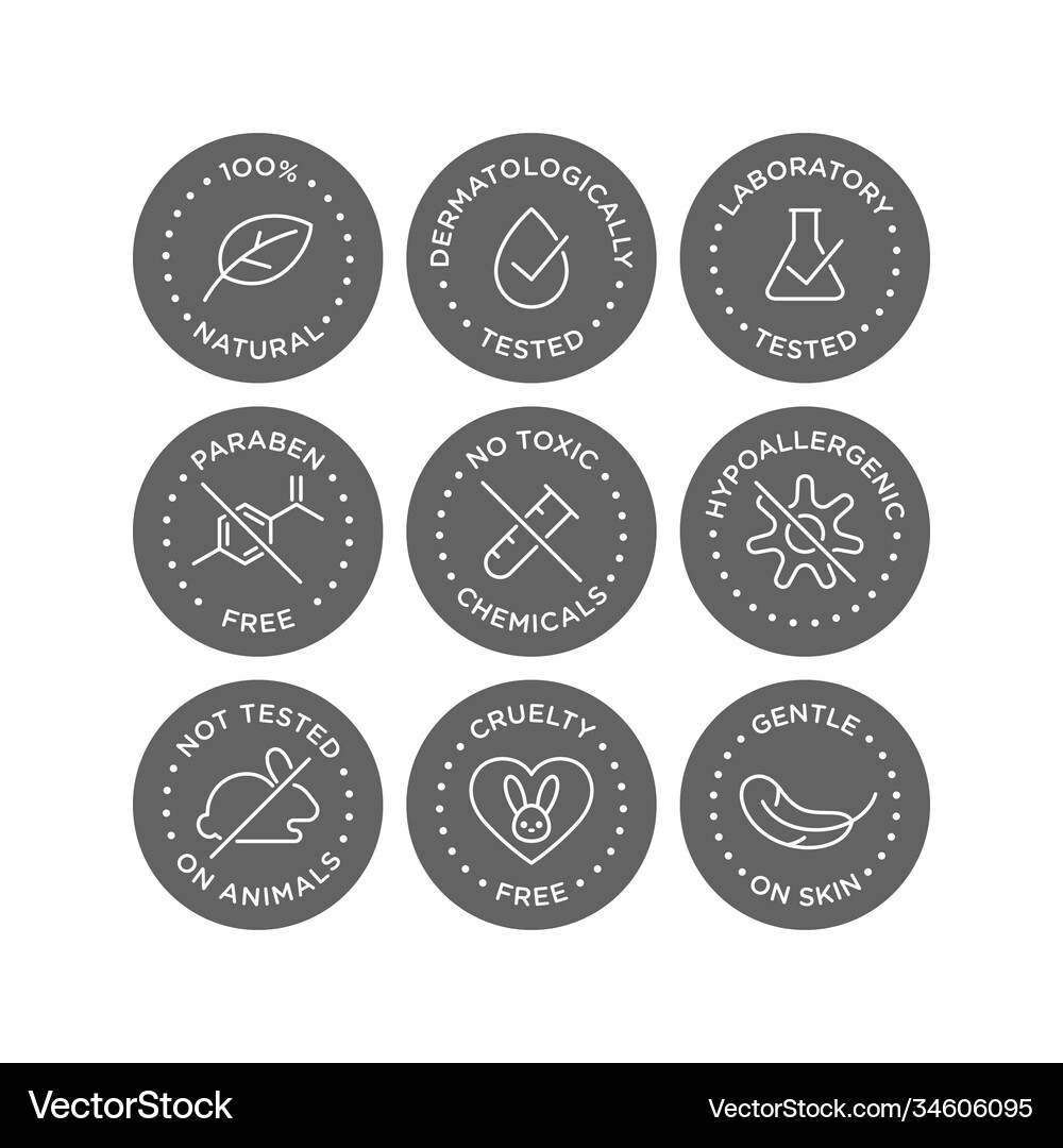 Cosmetics round isolated product icon set Vector Image