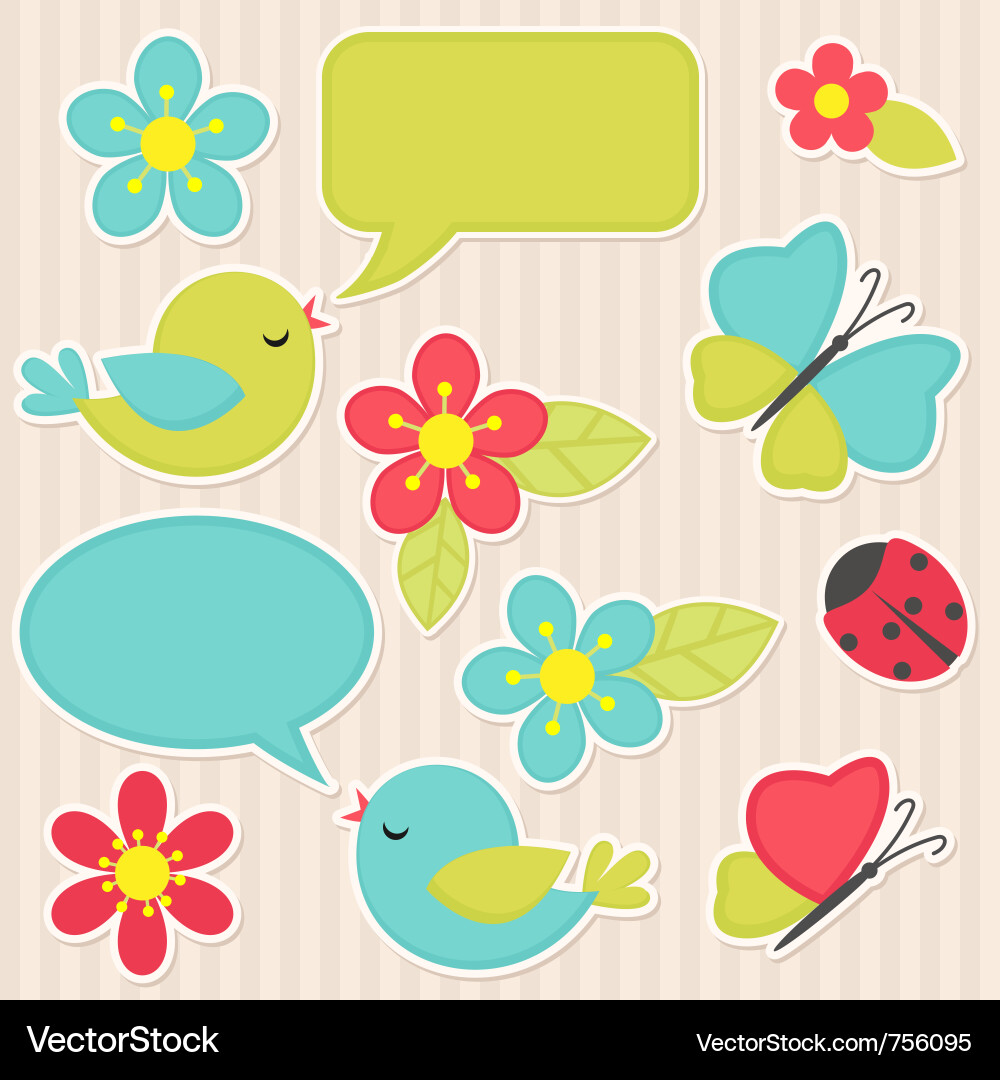 Flowers and birds Royalty Free Vector Image - VectorStock