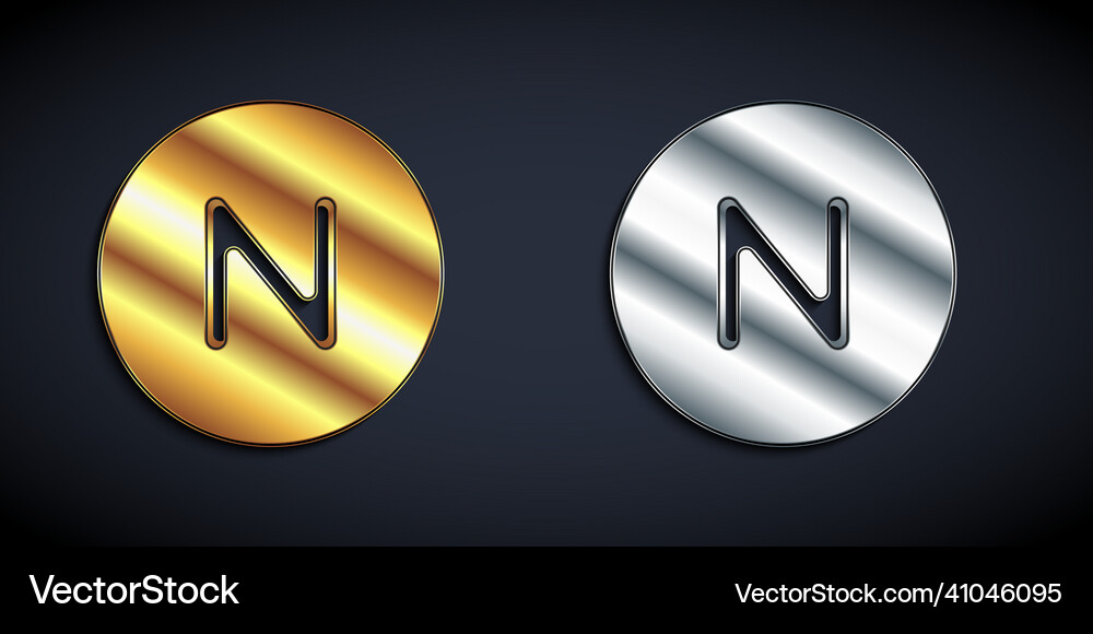 Gold and silver compass north icon isolated Vector Image