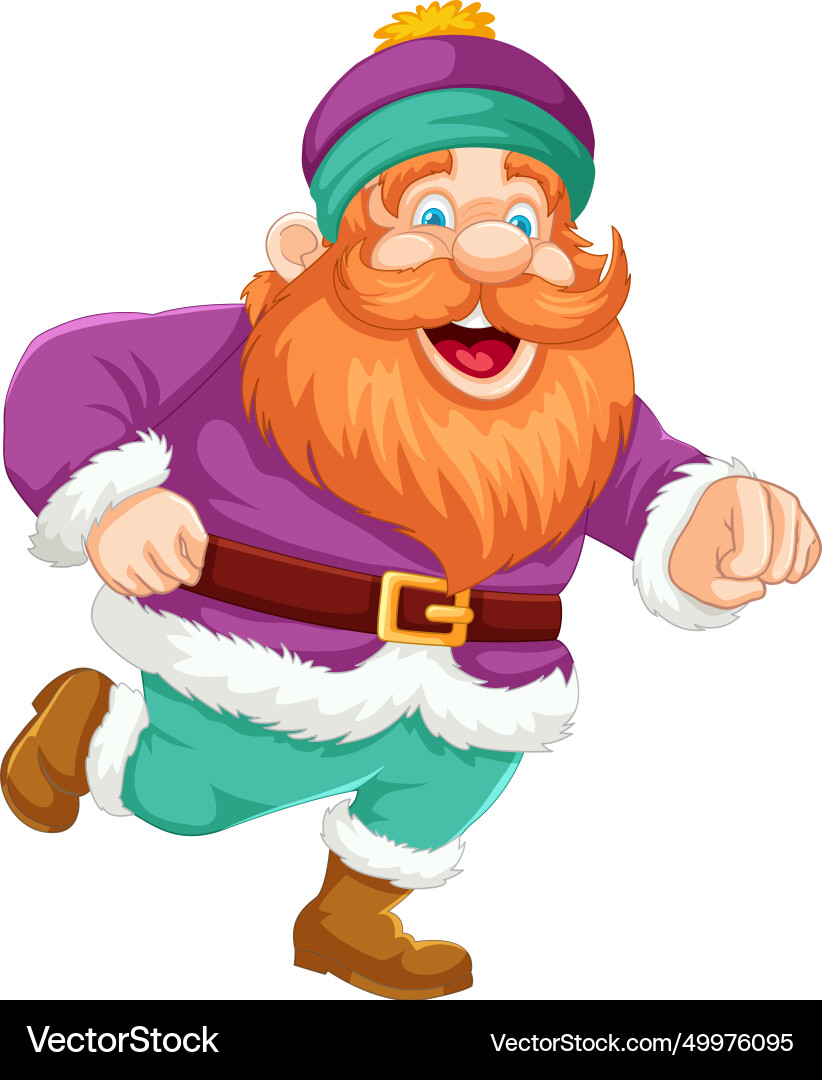 Happy bearded dwarf character running joyfully Vector Image