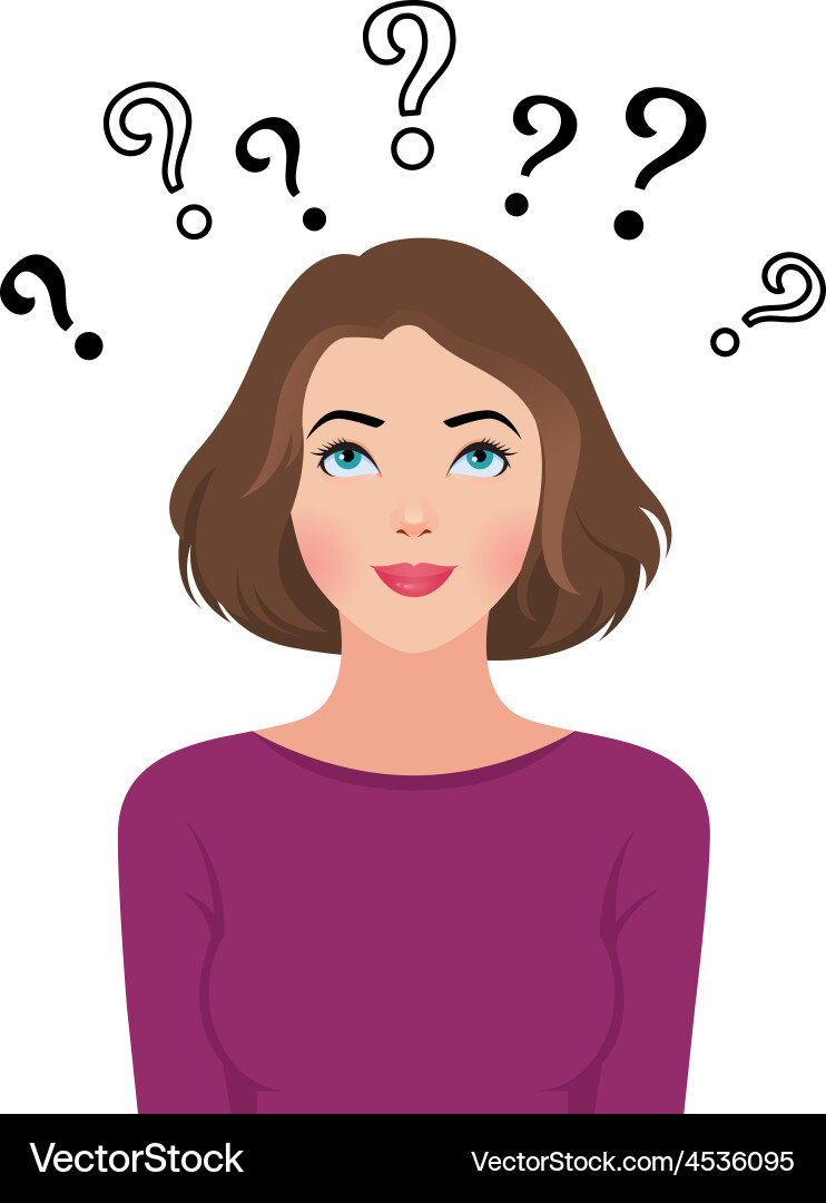 Portrait a a thinking young woman asks question Vector Image