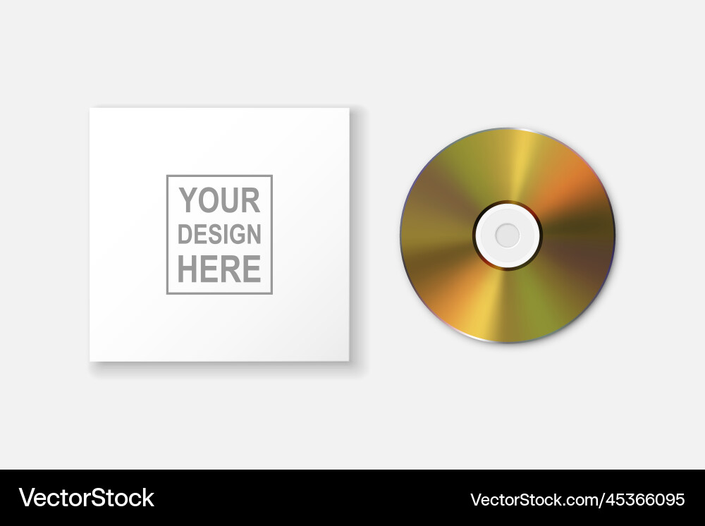 Realistic yellow cd dvd with paper square Vector Image