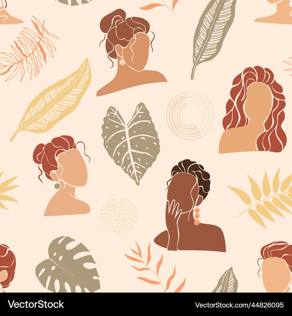 Seamless pattern with female abstract portraits Vector Image