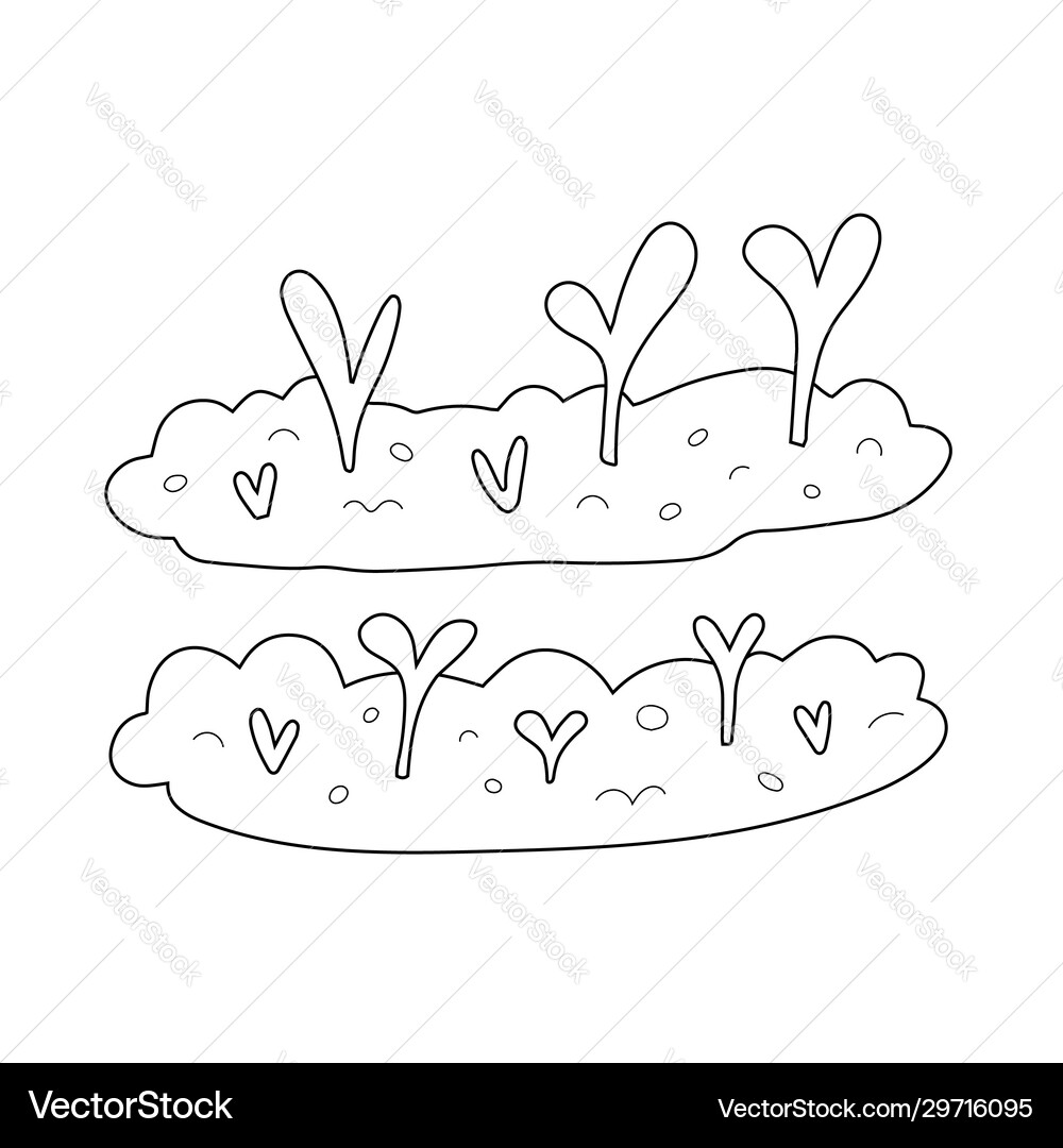Seedling growing in ground outline doodle Vector Image