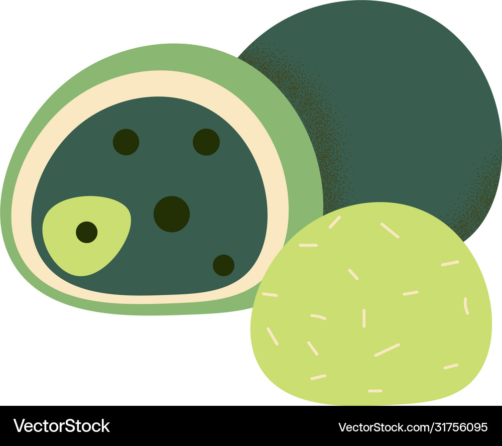 Sweets with green matcha tea powder Royalty Free Vector
