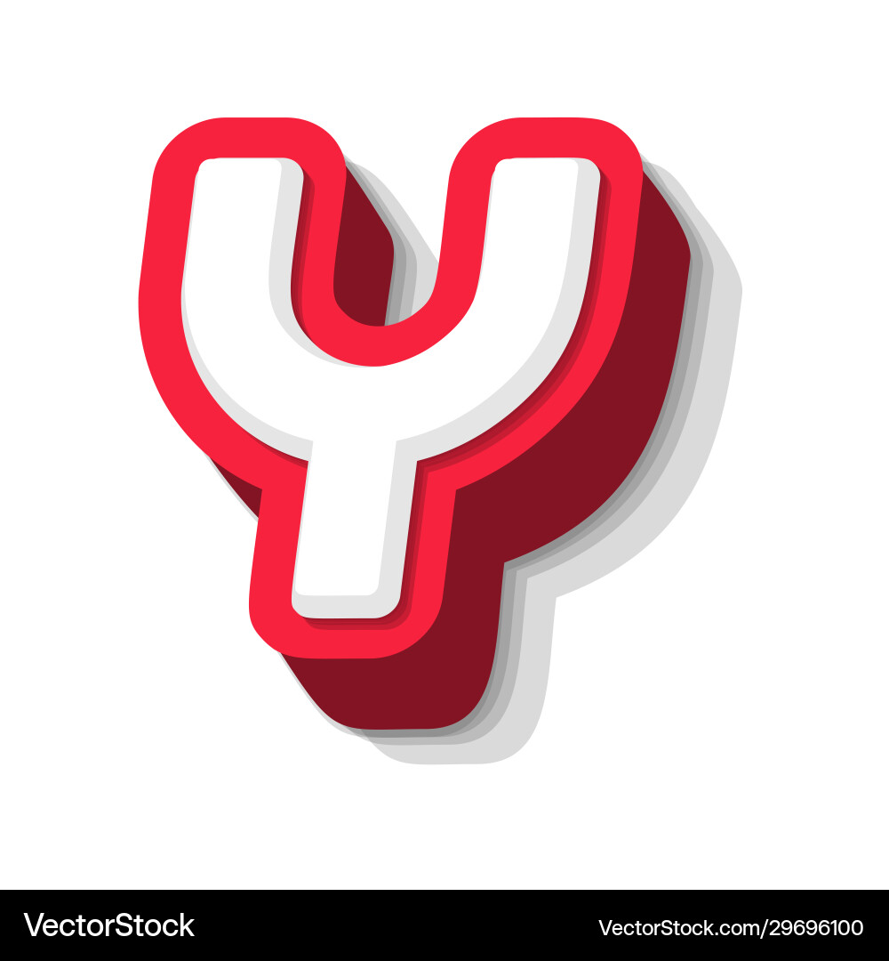 3d bold funny letter y heavy type for modern Vector Image