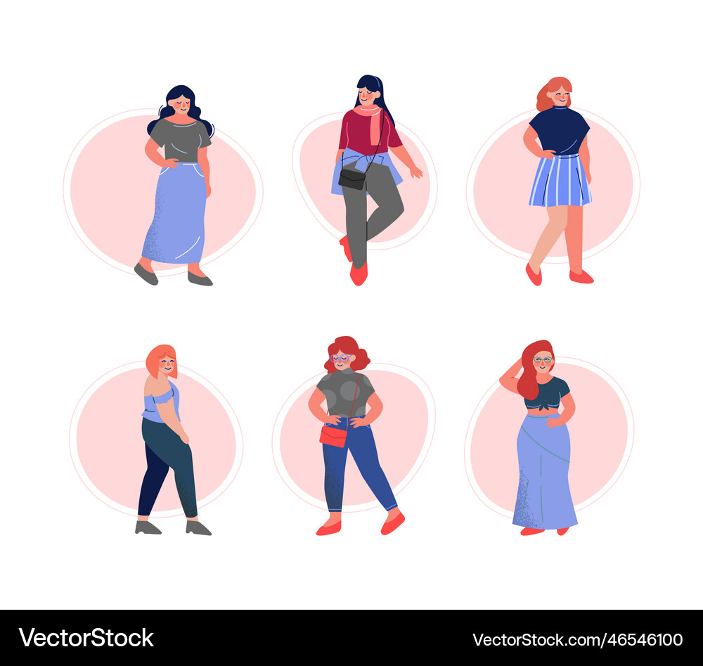 Attractive plus size woman character in Royalty Free Vector