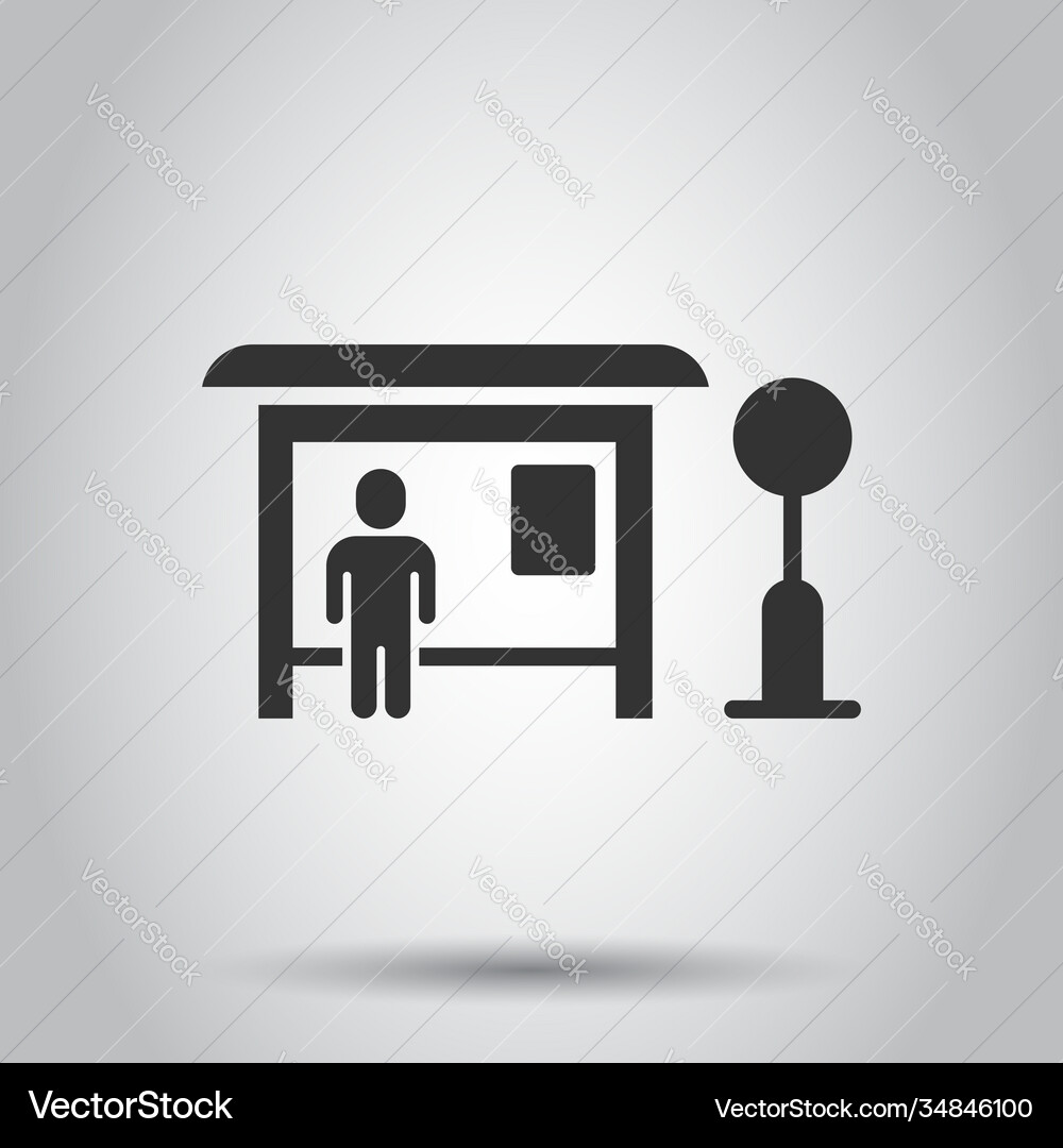 Bus station icon in flat style auto stop on white Vector Image