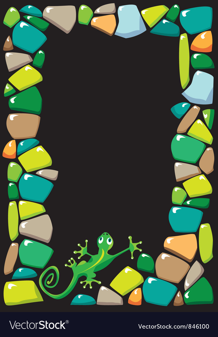 Colored Stones And Lizard Royalty Free Vector Image