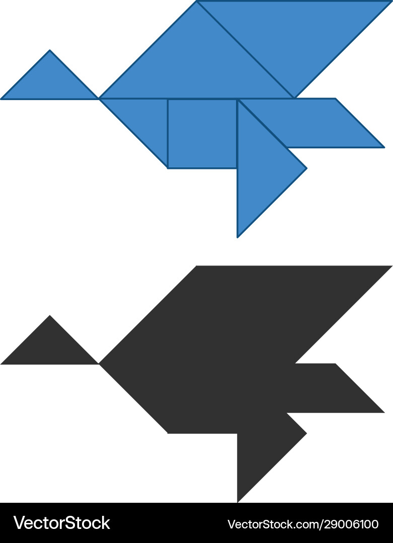 Flying bird tangram traditional chinese Royalty Free Vector