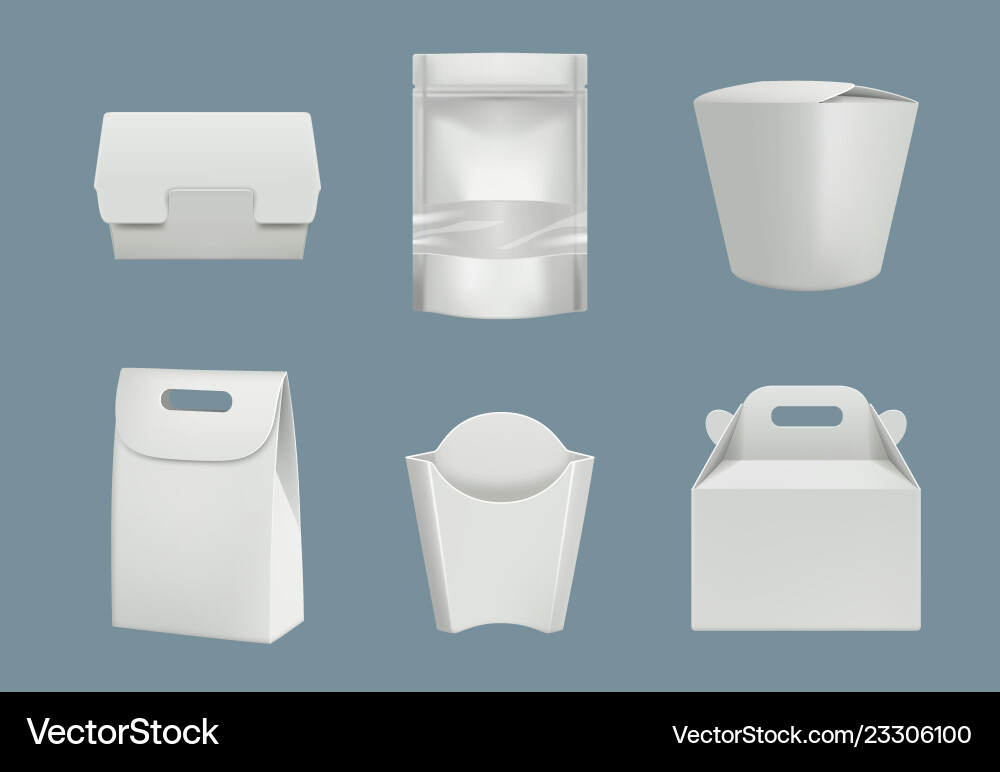 Food packaged blank cardboard and plastic package Vector Image