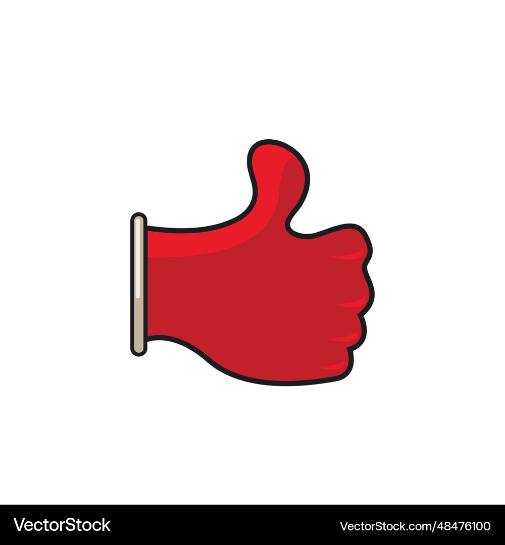 Hand wearing red glove thumbs up Royalty Free Vector Image