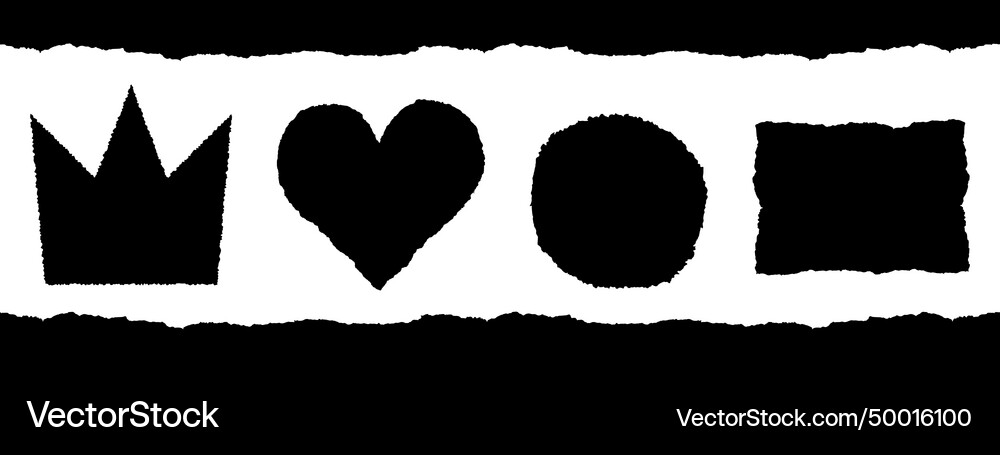 Jagged shapes square heart crown shaped Royalty Free Vector