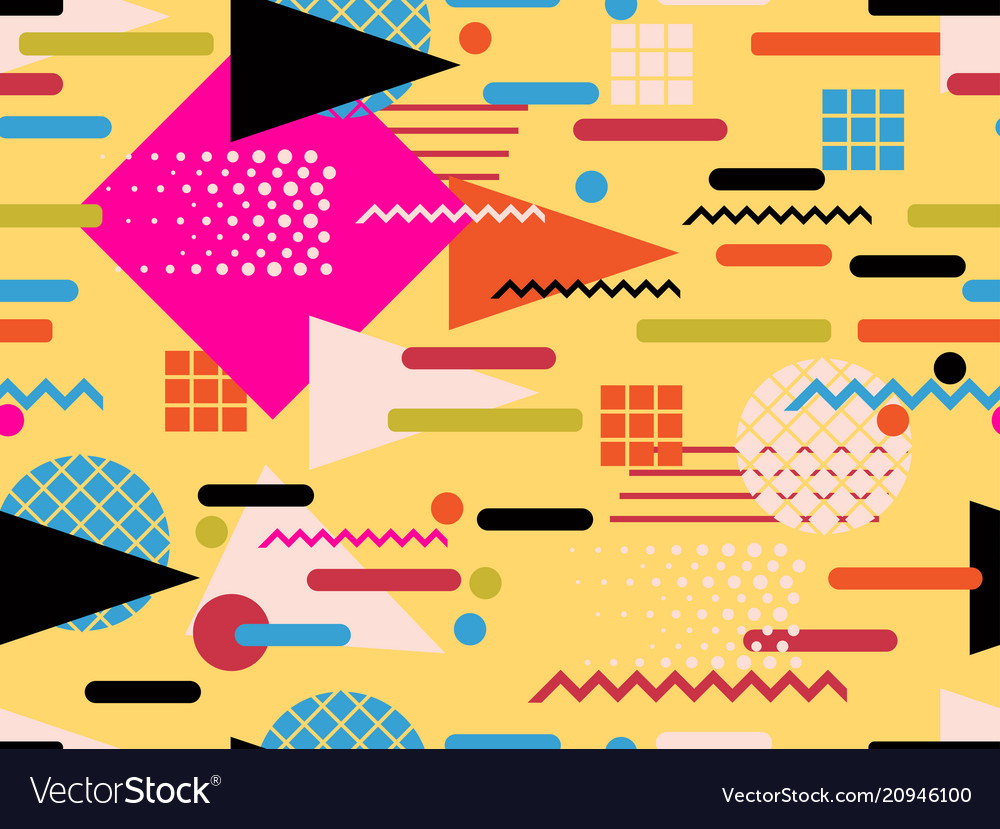 Memphis seamless pattern geometric elements Vector Image