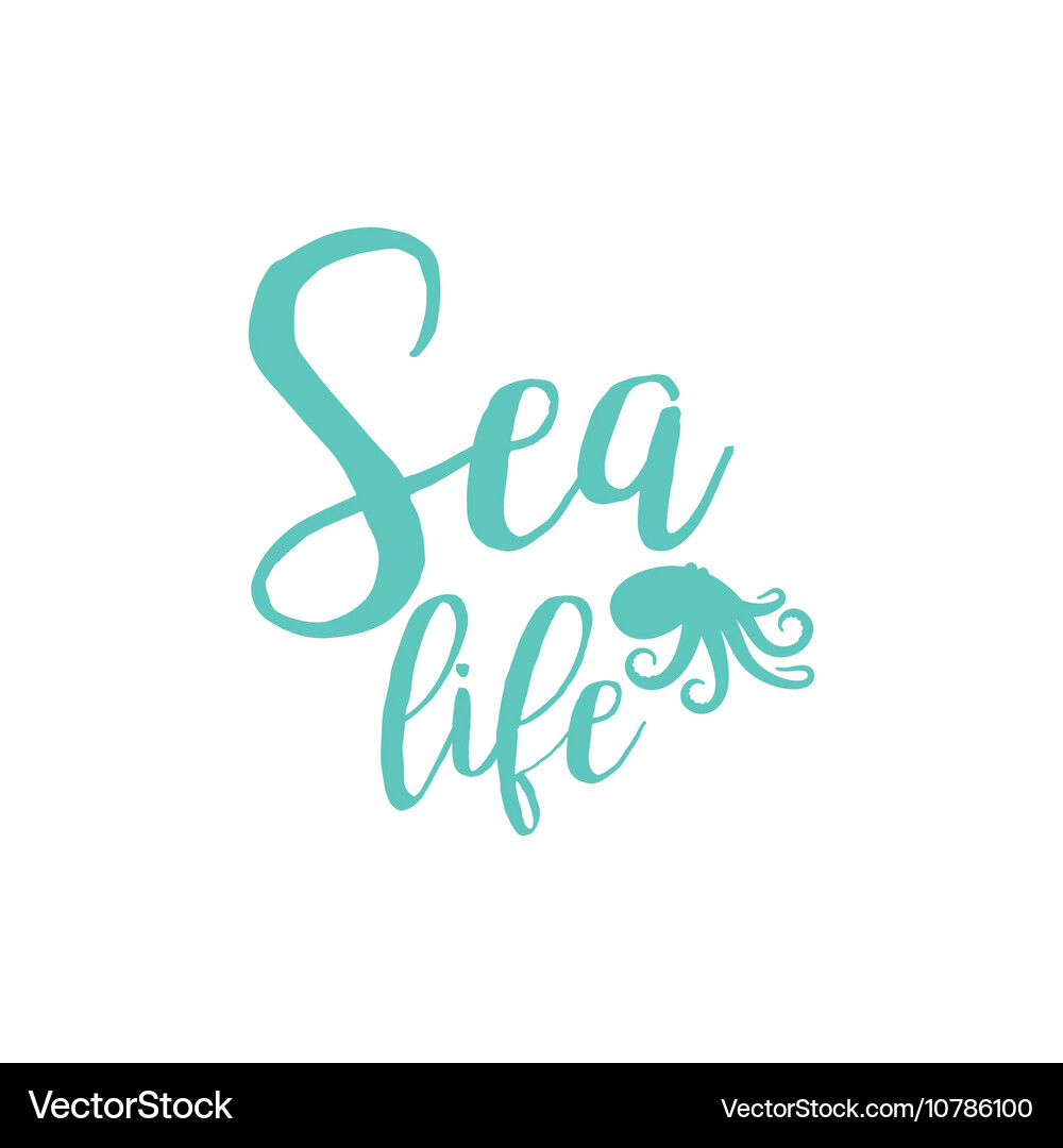 Octopus sea life lettering design Royalty Free Vector Image