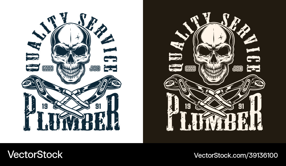 Plumbing vintage monochrome emblem Royalty Free Vector Image