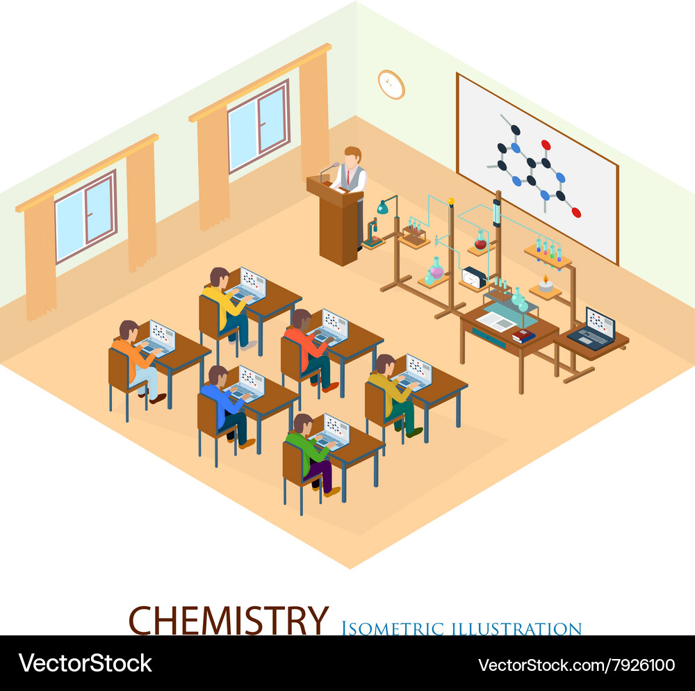 Professor gave a lecture on chemistry standing Vector Image