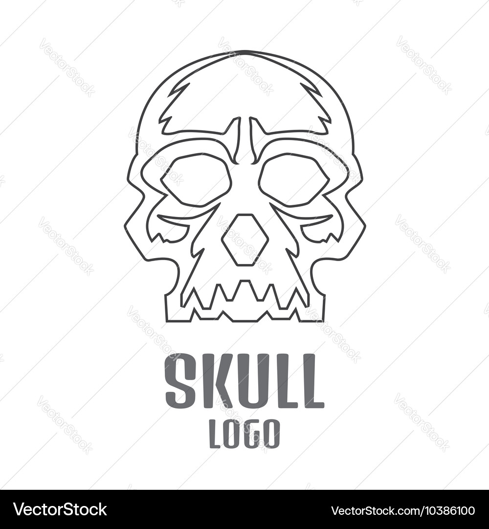 Skull logo linear human Royalty Free Vector Image