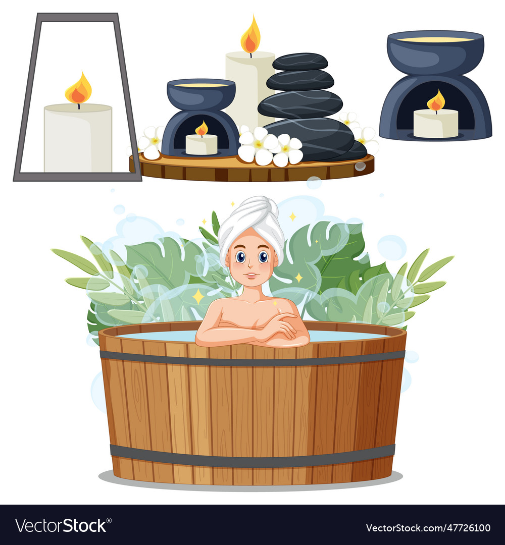 Spa and sauna self care elements collection Vector Image