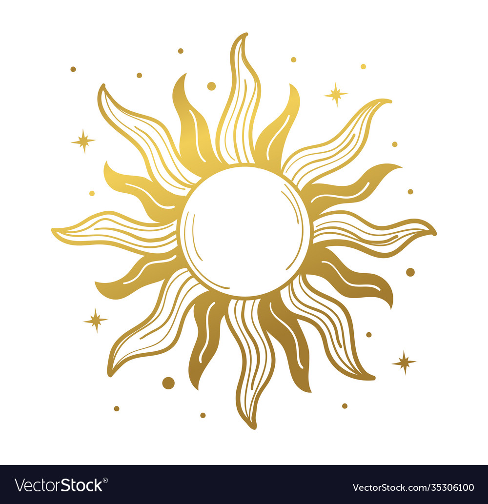 Sun golden mystical logo retro design Royalty Free Vector Sun golden mystical logo retro design Royalty Free Vector