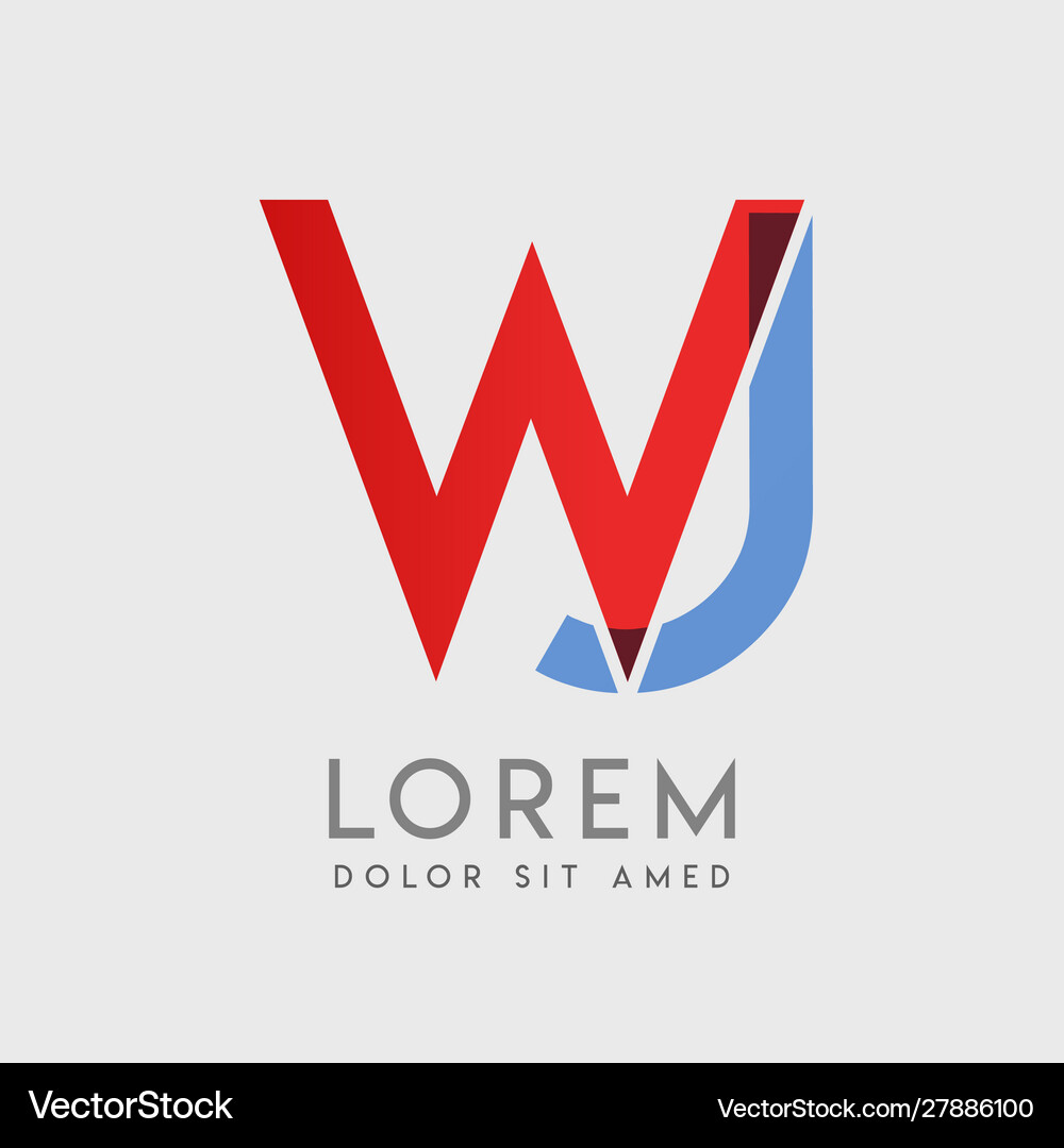Wj logo letters with blue and red gradation Vector Image