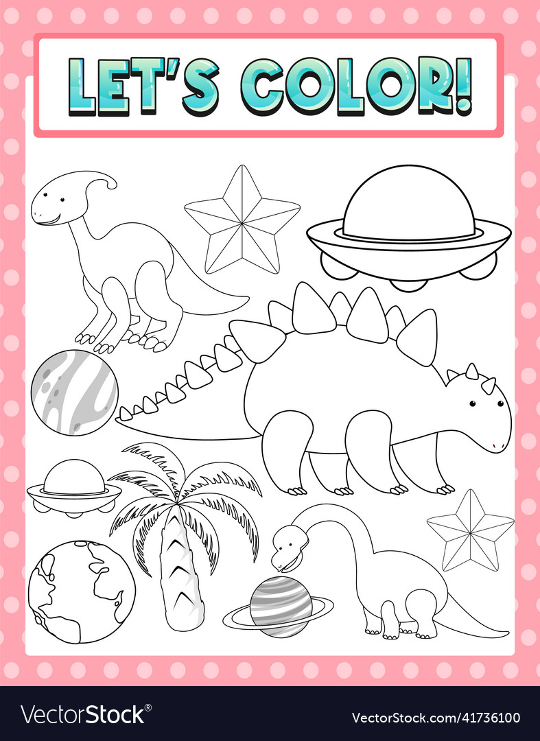 Worksheets template with lets color text Vector Image