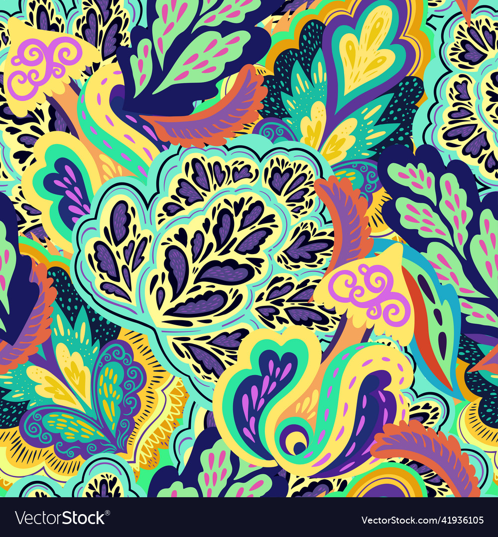 Bright colorful seamless pattern with floral Vector Image