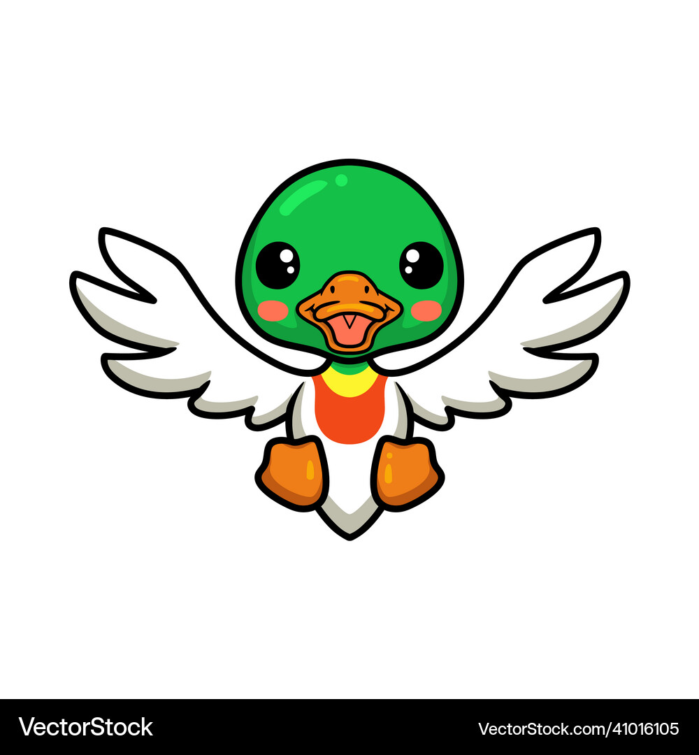 Cute little duck cartoon flying Royalty Free Vector Image