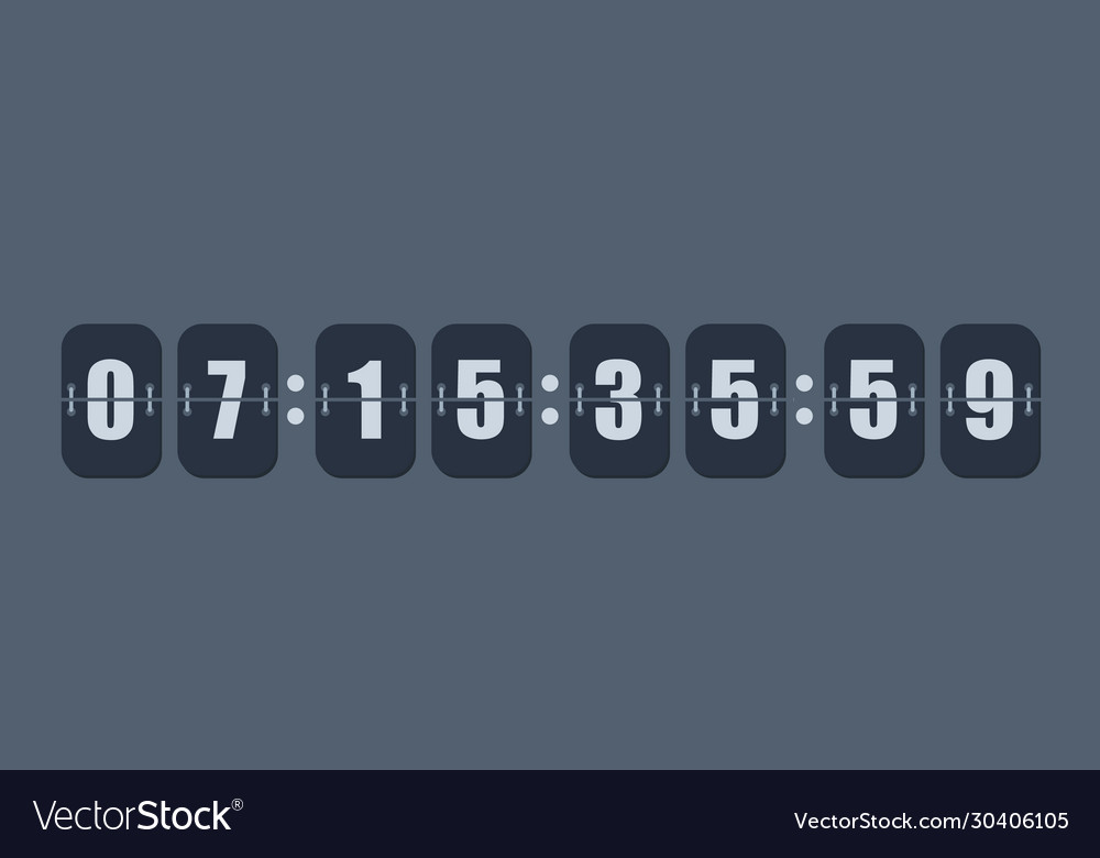 Flip Countdown Clock Counter Timer Time Remaining Vector Image