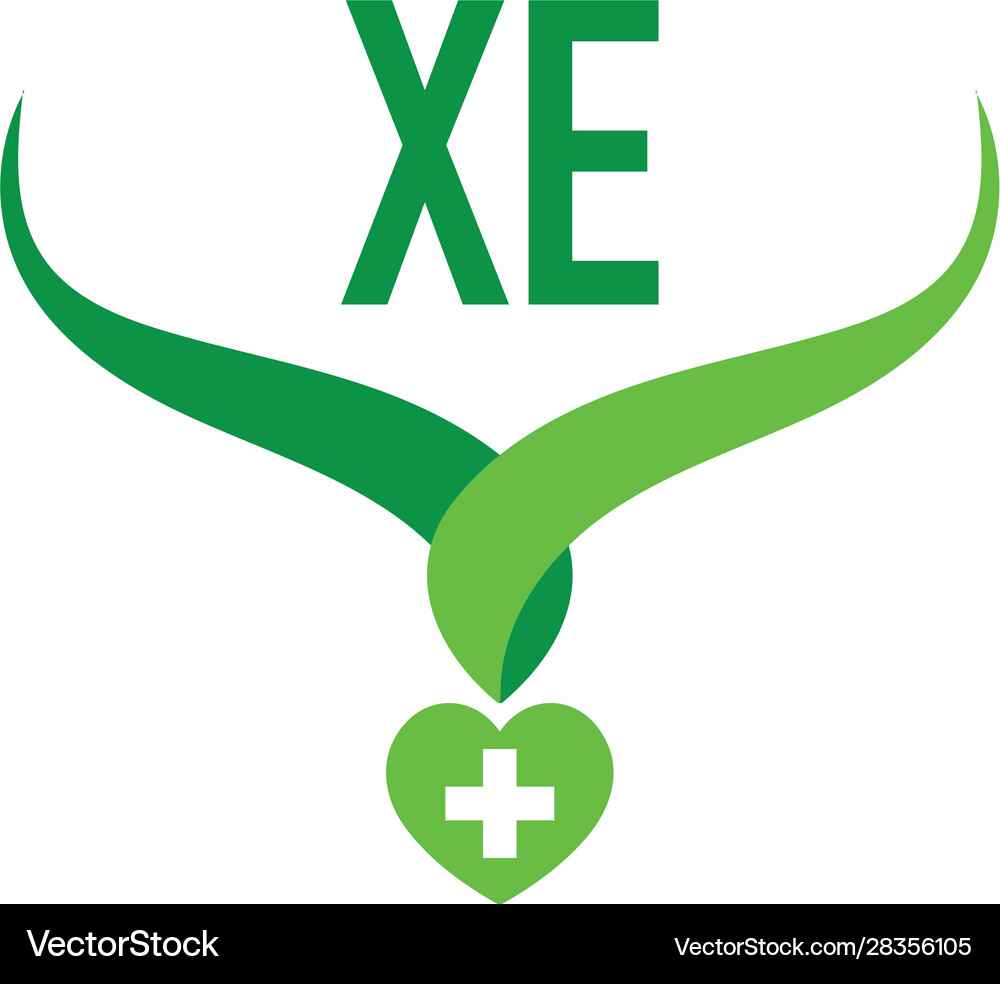 Initial letter xe creative health green logo Vector Image