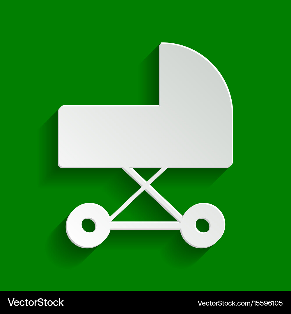 Pram sign paper whitish icon Royalty Free Vector Image