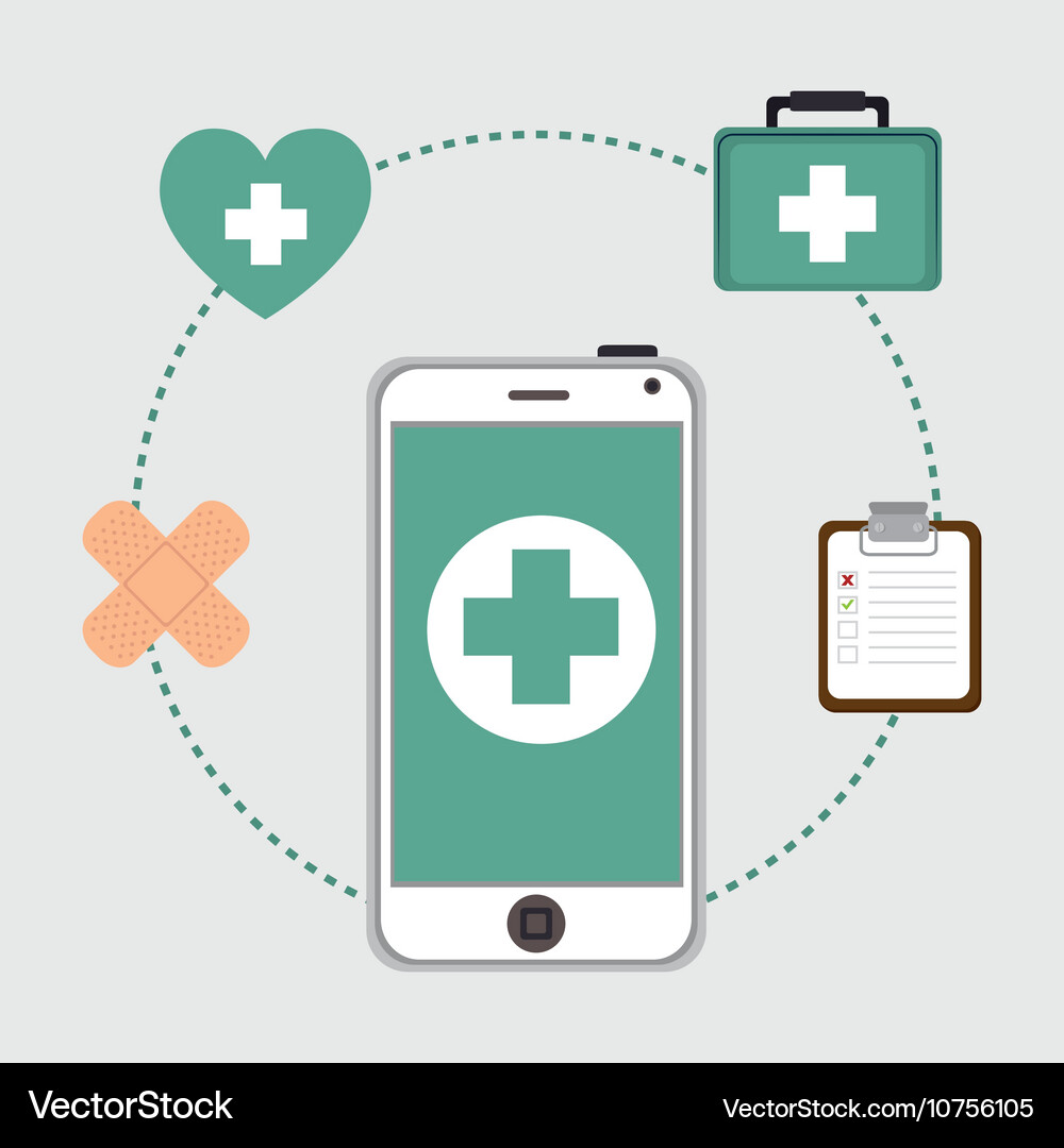 Smartphone with medicine icons Royalty Free Vector Image