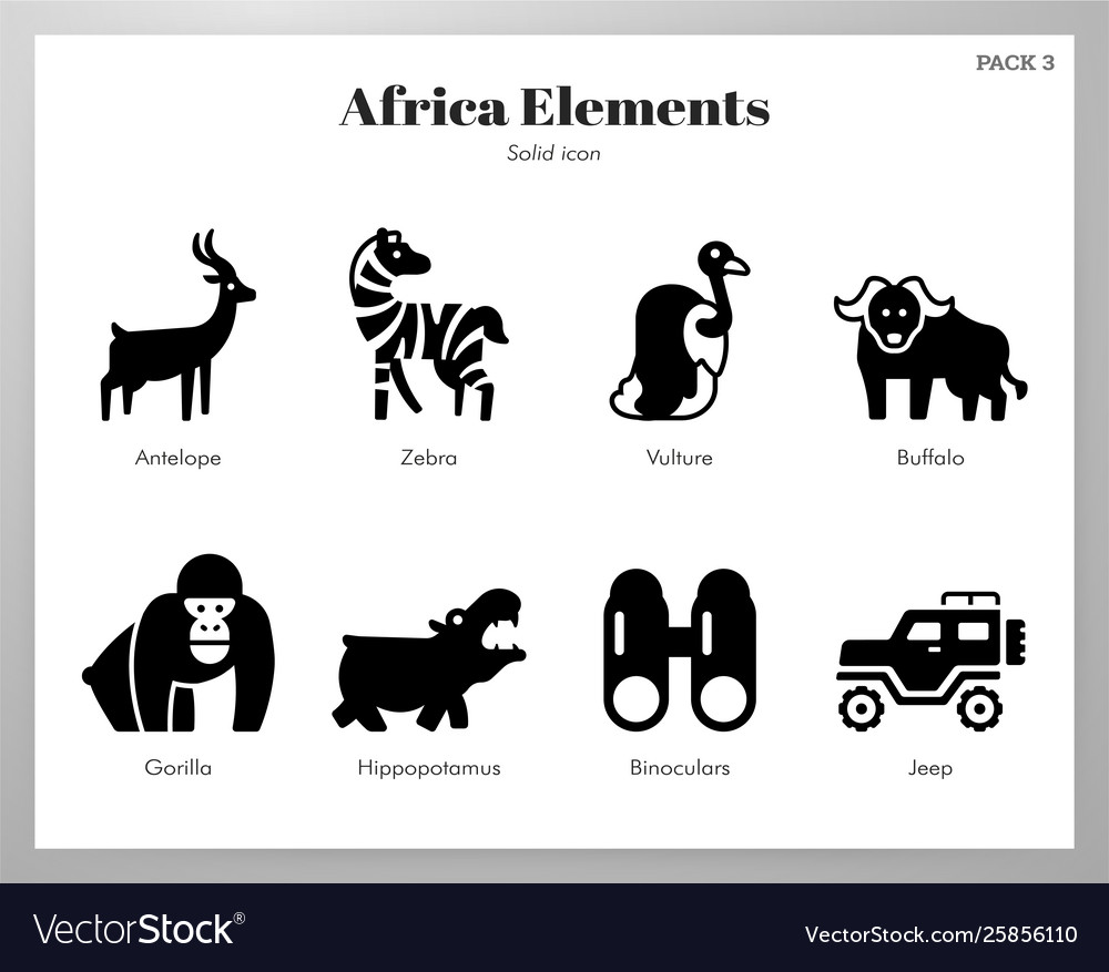 Africa elements solid pack Royalty Free Vector Image