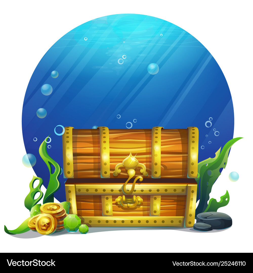 Closed wooden old magic chest Royalty Free Vector Image