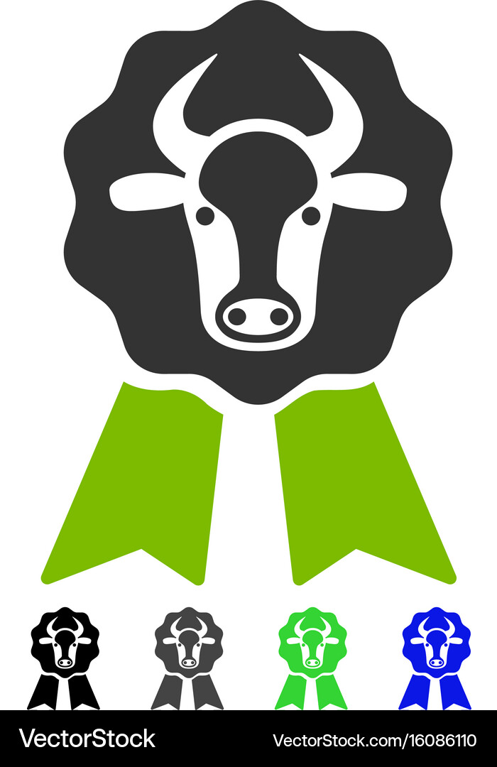 Cow award seal flat icon Royalty Free Vector Image