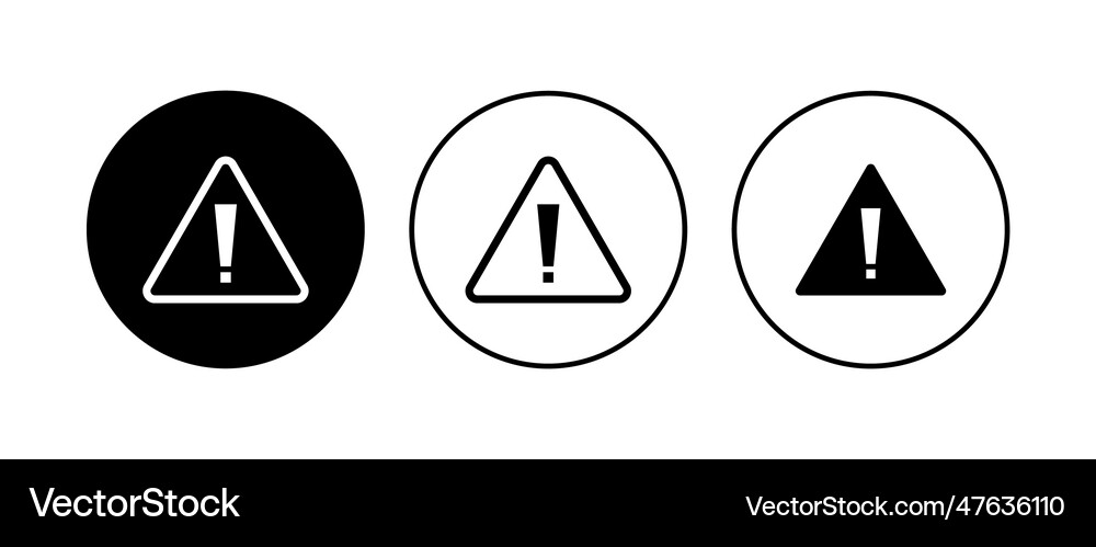 Exclamation danger sign attention sign icon set Vector Image
