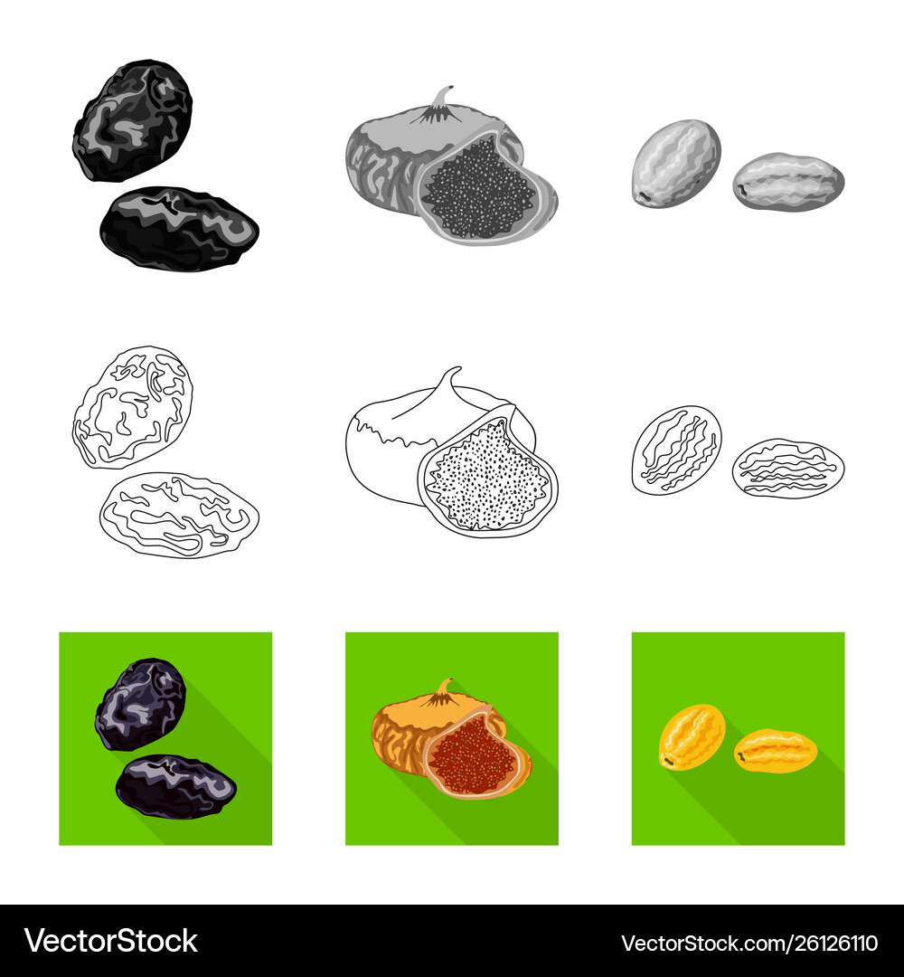 Food and raw icon set Royalty Free Vector Image