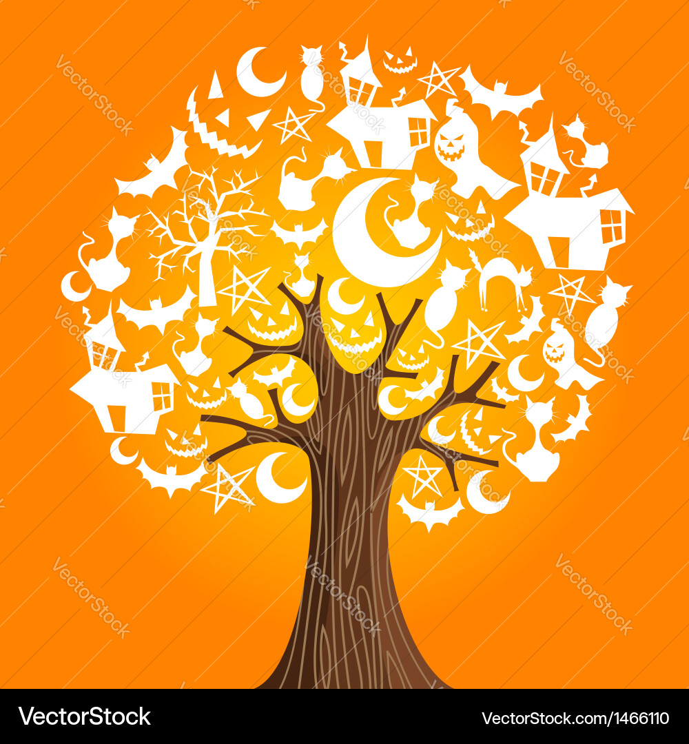 Halloween icons tree Royalty Free Vector Image