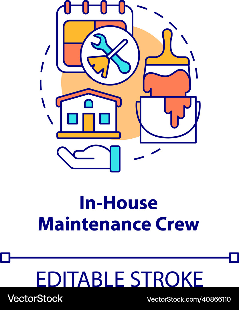 In-house maintenance crew concept icon Royalty Free Vector